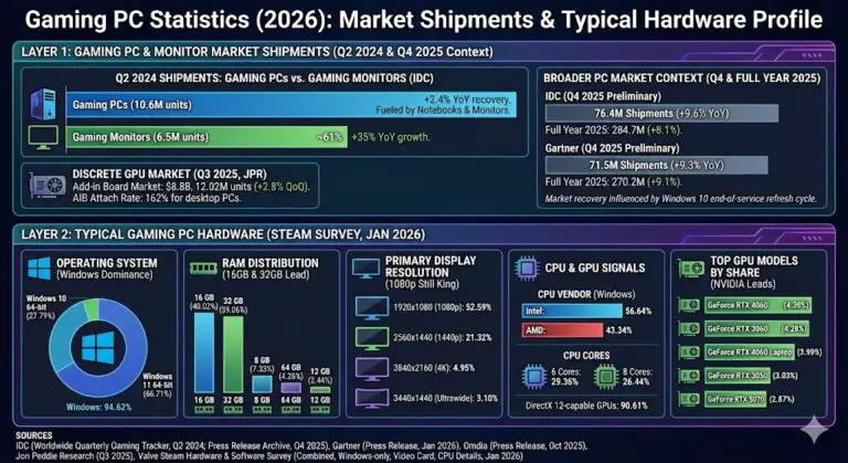 Gaming PC Statistics (2026) - PCPartsGeek