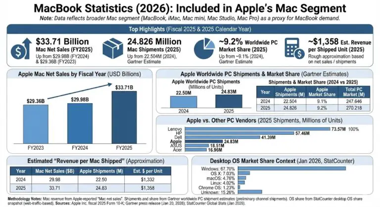 MacBook Statistics (2026) - PCPartsGeek